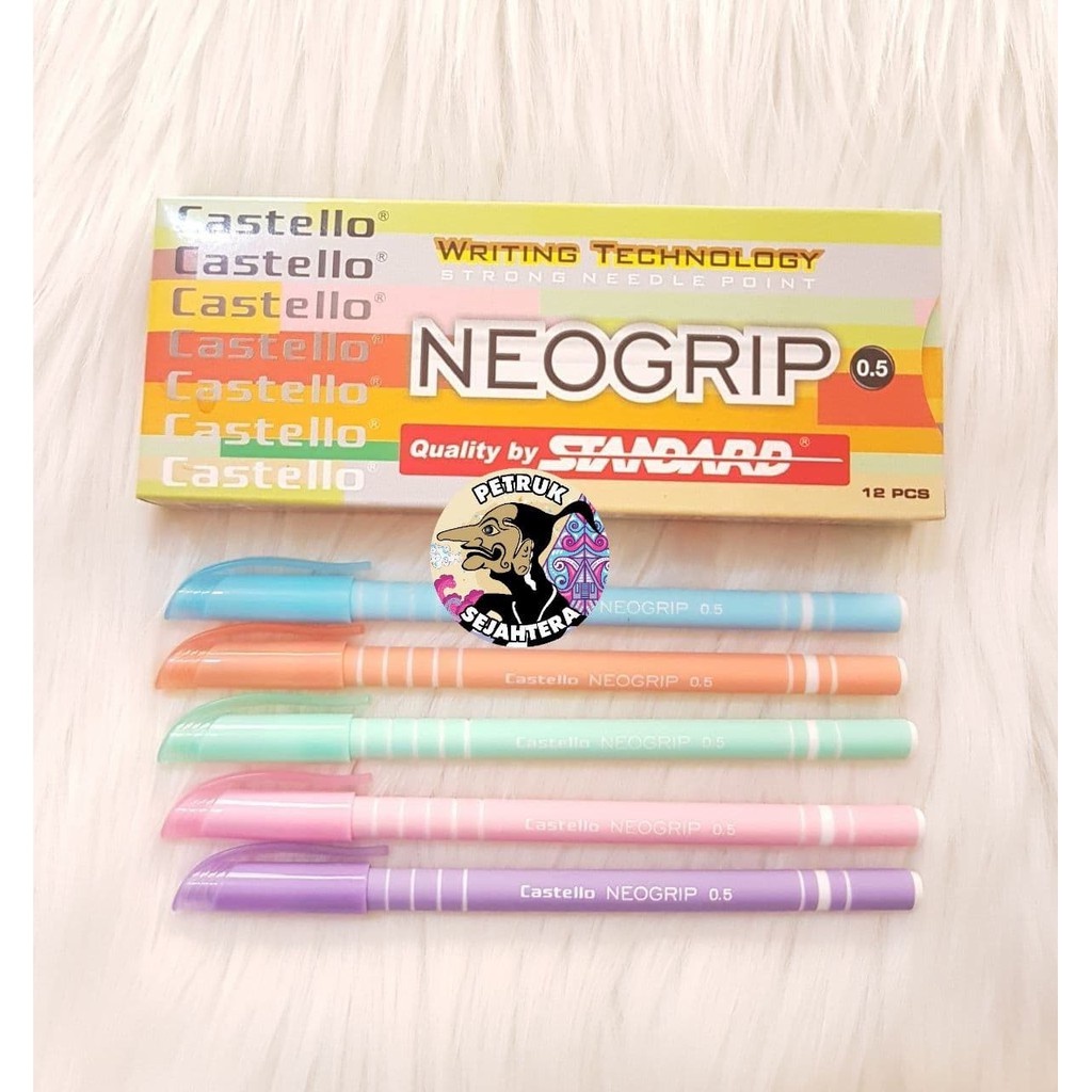 Jual [PAK] PULPEN STANDARD CASTELLO NEO GRIP 0.5 MM HITAM (12 PCS ...