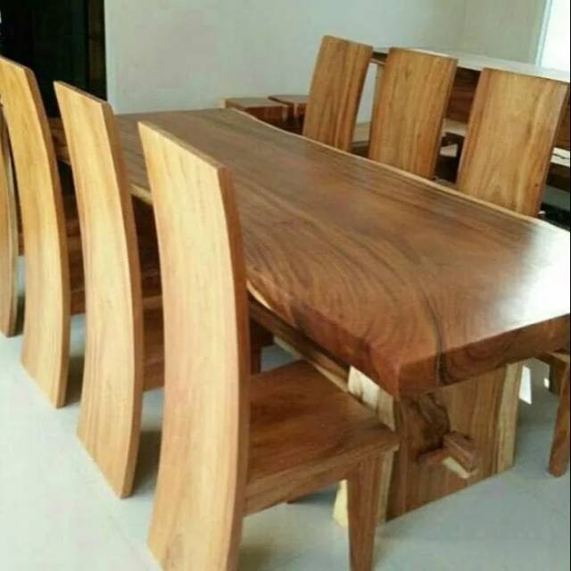 Jual meja makan kayu trembesi,mebel jepara,furniture | Shopee Indonesia