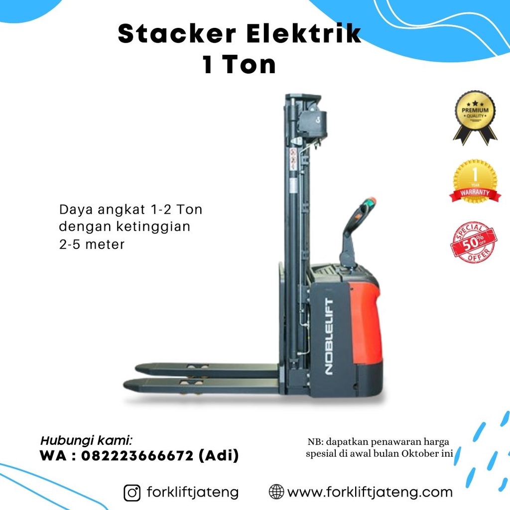 Jual Stacker Elektrik 1 Ton Noblift / Hand Stacker Full Electric ...