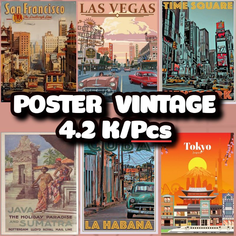 Jual Poster Vintage A3 wall poster collage wall decoration | Shopee ...