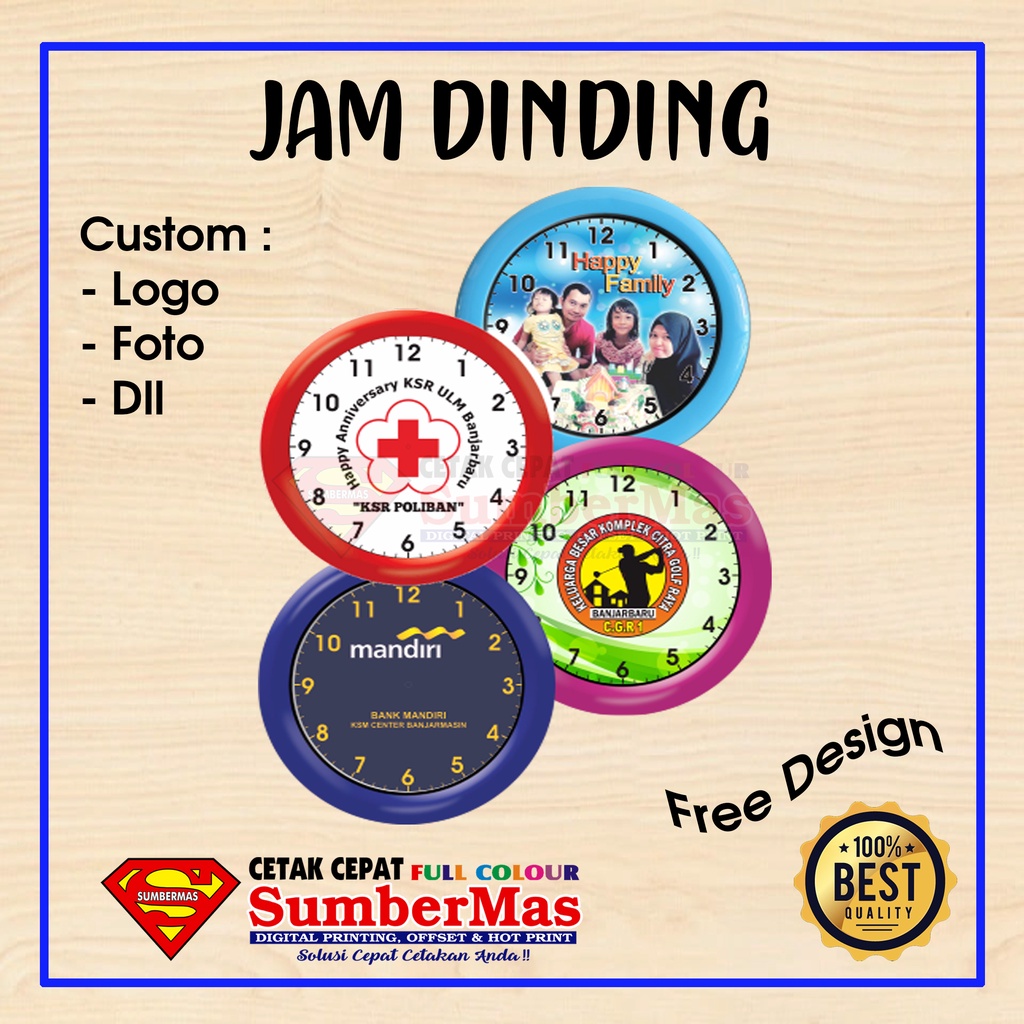 Jual Jam Dinding Custom Foto / Logo ( Bisa Satuan ) | Shopee Indonesia