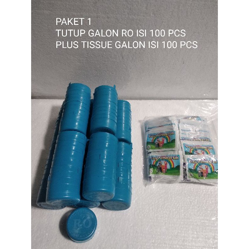 Jual Tutup galon isi ulang logo RO 100 pcs plus Tissue galon isi 100 ...