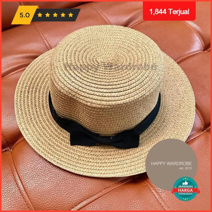 Jual Big Sale Topi Ribbon Small - Topi Pantai Lucu Classic Boater Hat ...