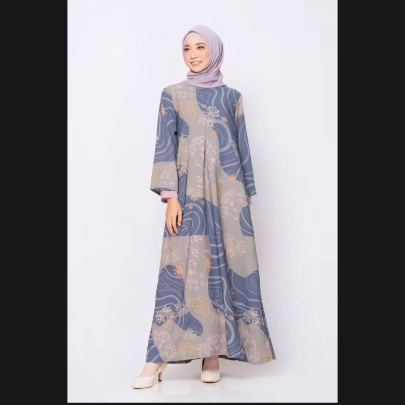 Jual ZM Zaskia Mecca Dress Gamis Pakaian Muslim Luny Abu Tua Size M ...
