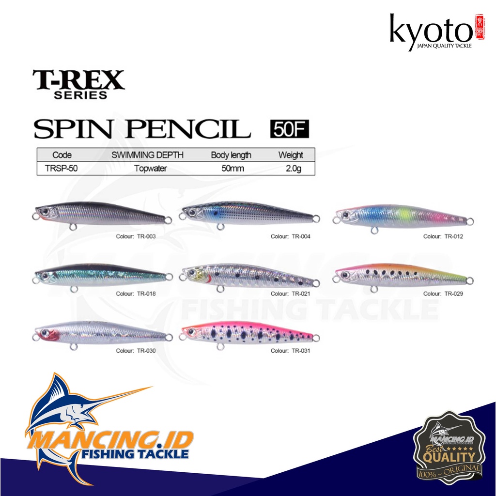 Jual Umpan Lure Kyoto T-Rex Spin Pencil 50F Floating TRSP-50 | Shopee ...