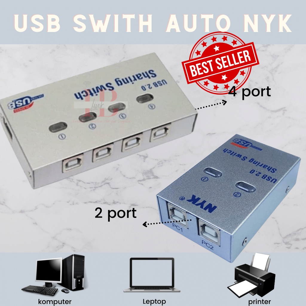 Jual Auto Switch Usb Printer 2 Port 4 Port Sharing Switcher USB 2.0 Printer Kable Manual ...