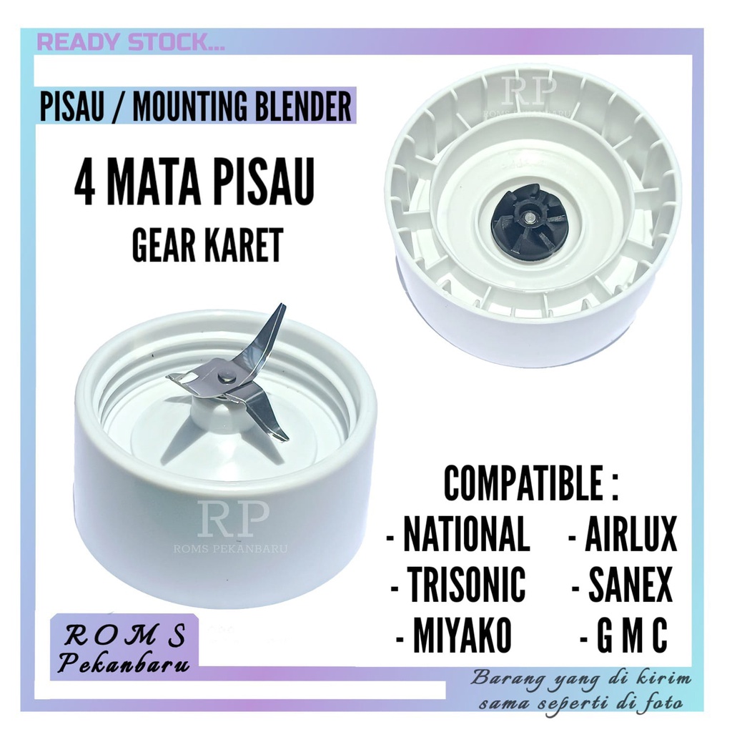 Jual PISAU BLENDER-MOUNTING BLENDER MIYAKO 4 MATA PISAU-GEAR KARET | Shopee Indonesia
