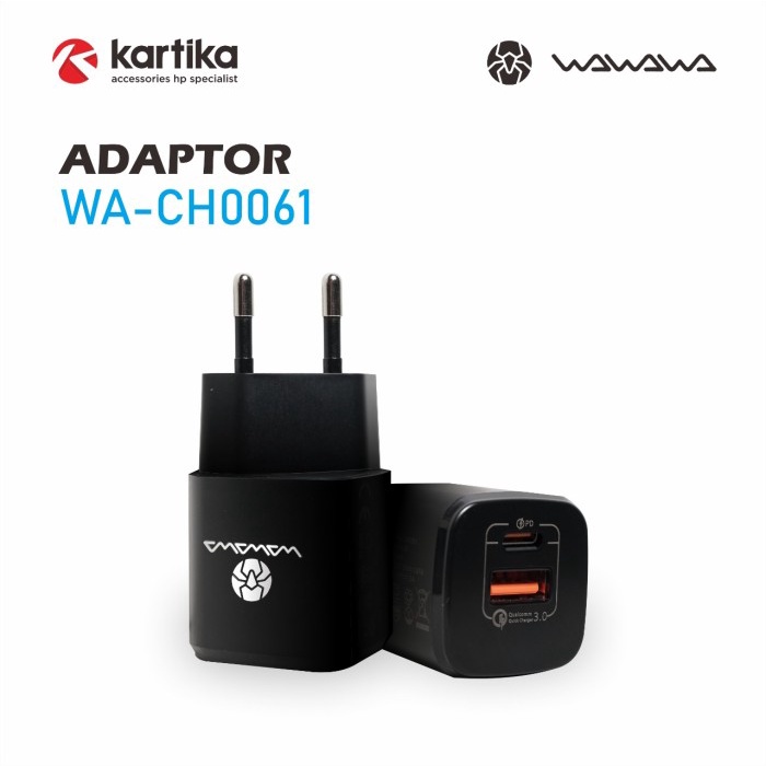 Jual WAWAWA WA-CH0061 Travel Adaptor with Dual Output QC 3.0 & PD 20W ...
