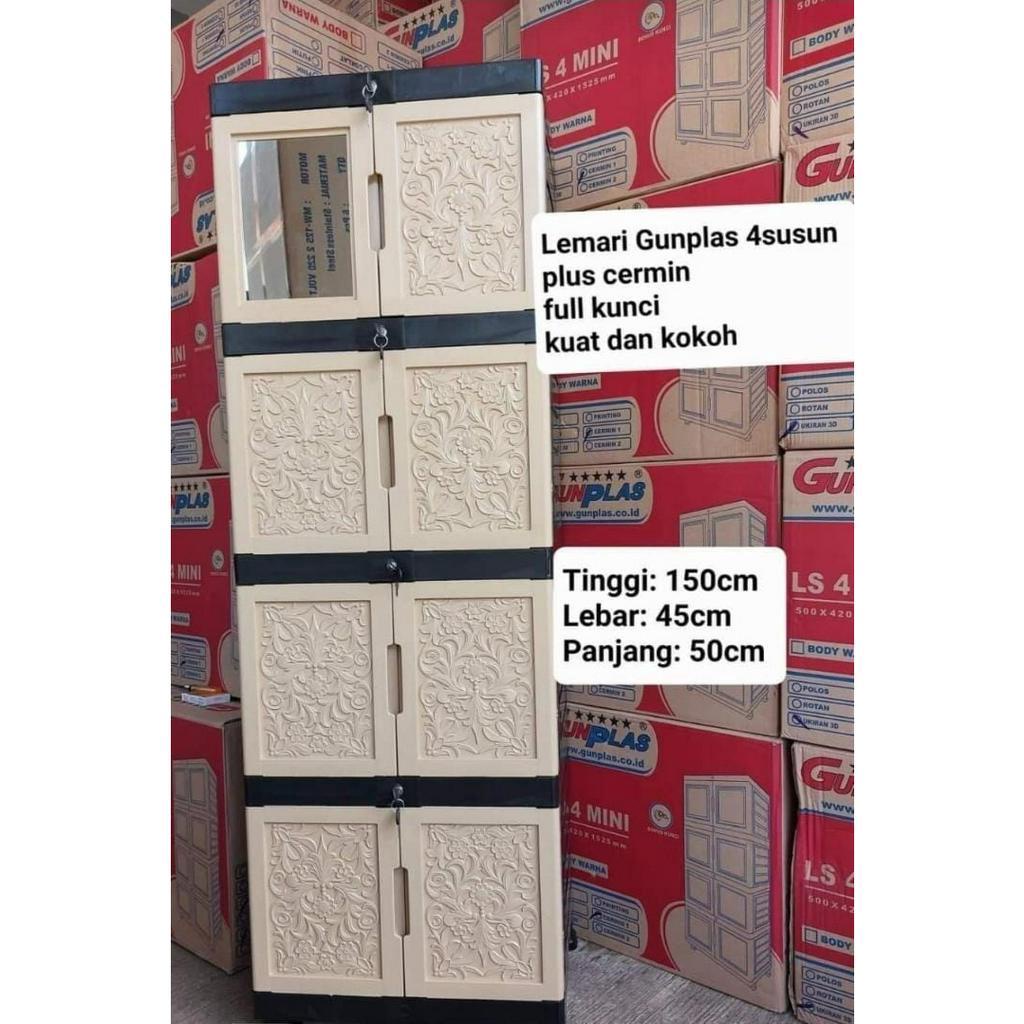 Jual Lemari Pakaian Plastik Motif Ukir Gunplas Rak Susun 4 + Kaca ...