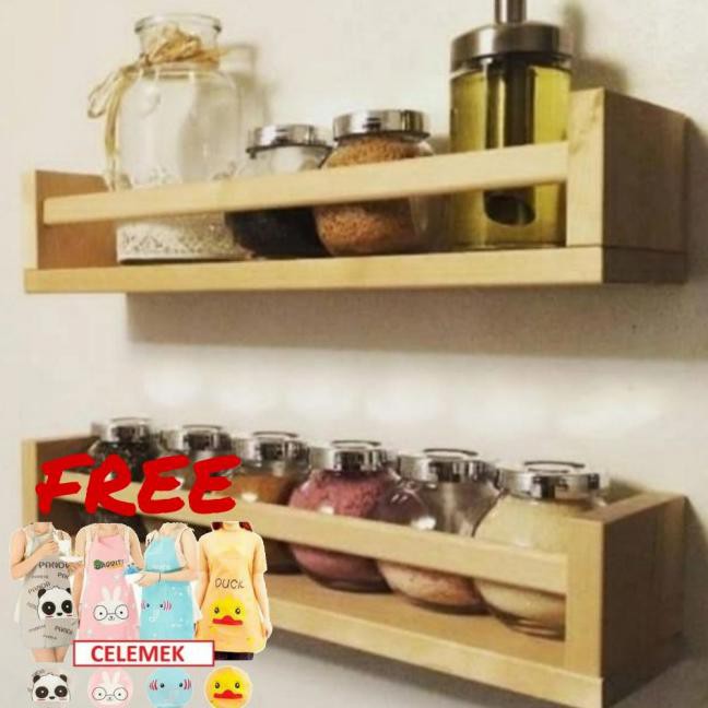 Jual Rak Bumbu Dapur Kayu Gantung 40cm - 30cm | Shopee Indonesia