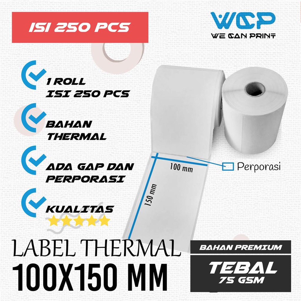 Jual Label Thermal Barcode 100x150 100 x 150 mm Kertas Sticker A6 Printer Barcode Thermal isi ...