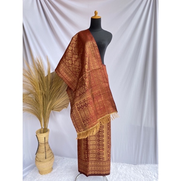 Jual kain songket + selendang / songket padang / songket sumatera barat ...