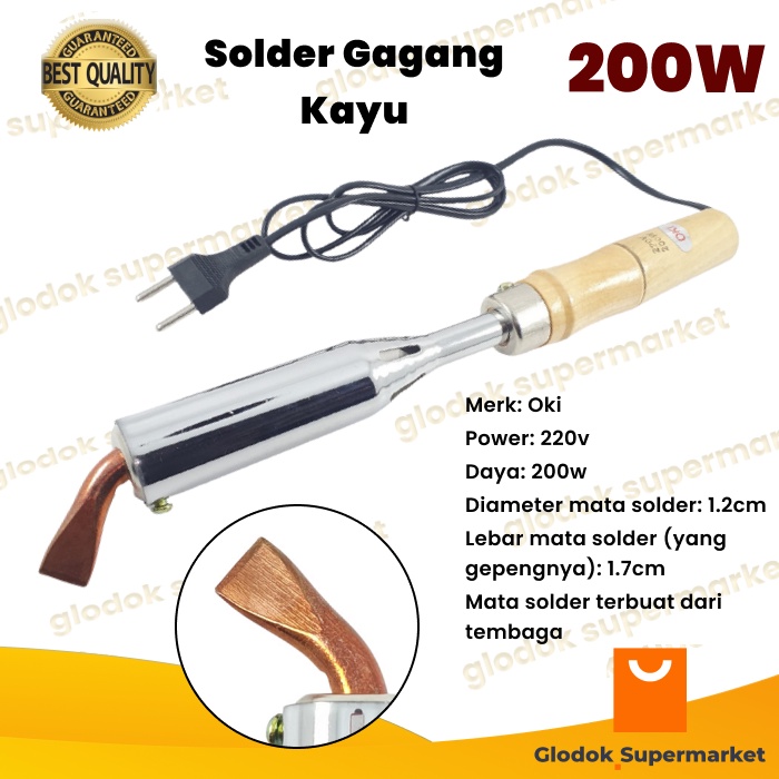 Jual Solder Listrik Oki 200 Watt Gagang Kayu Alat Patri 200w | Shopee ...