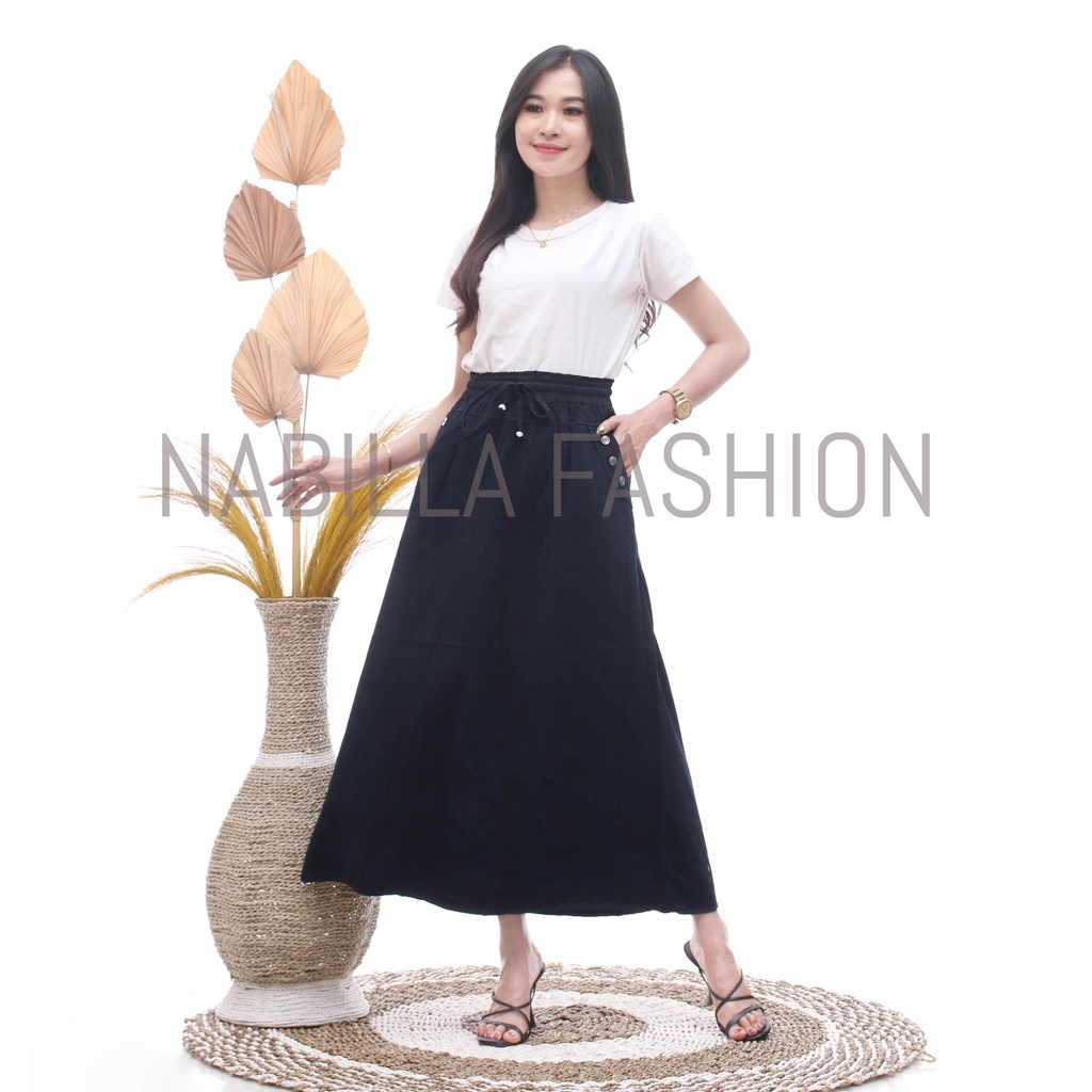 Jual Rok jeans rok panjang wanita rok polos rok denim all size | Shopee ...