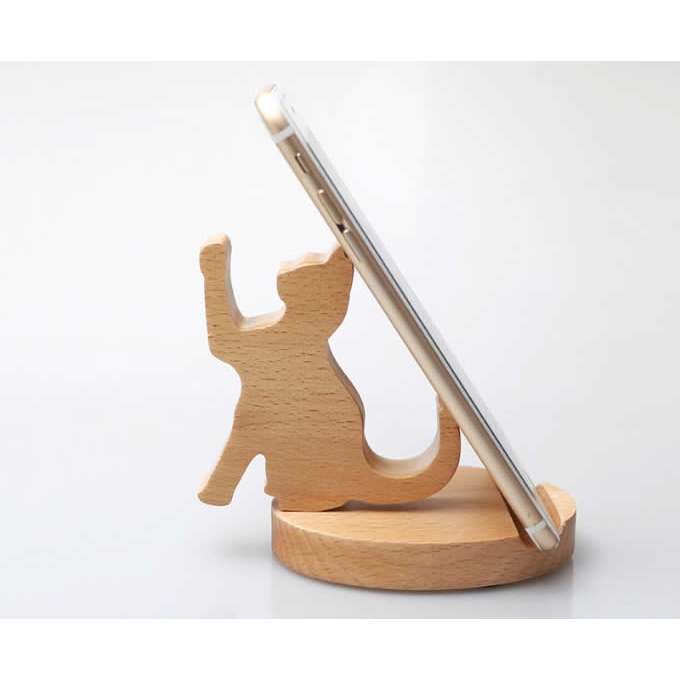 Jual Dudukan HP unik dari kayu Figur Kucing / Holder HP / Tempat HP ...