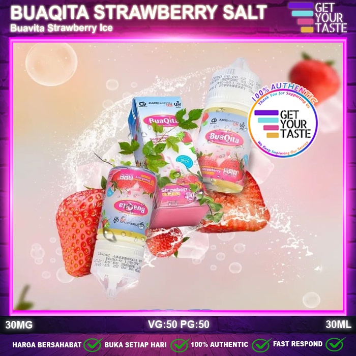 Jual Liquid BuaQita Strawberry Salt Nic 30ML Saltnic by Juicenation x ...