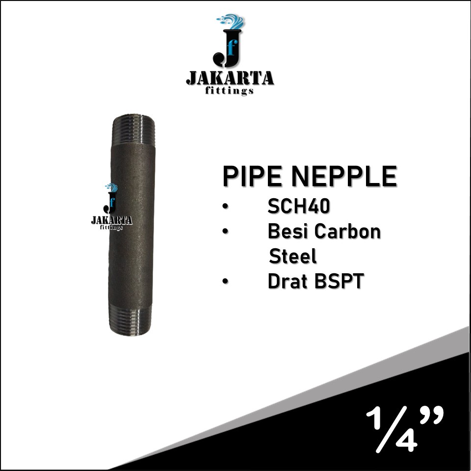 Jual PIPE NEPPLE / PIPA NEPPEL BESI CS CARBON STEEL SCH40 1/4"X100mm 3/ ...