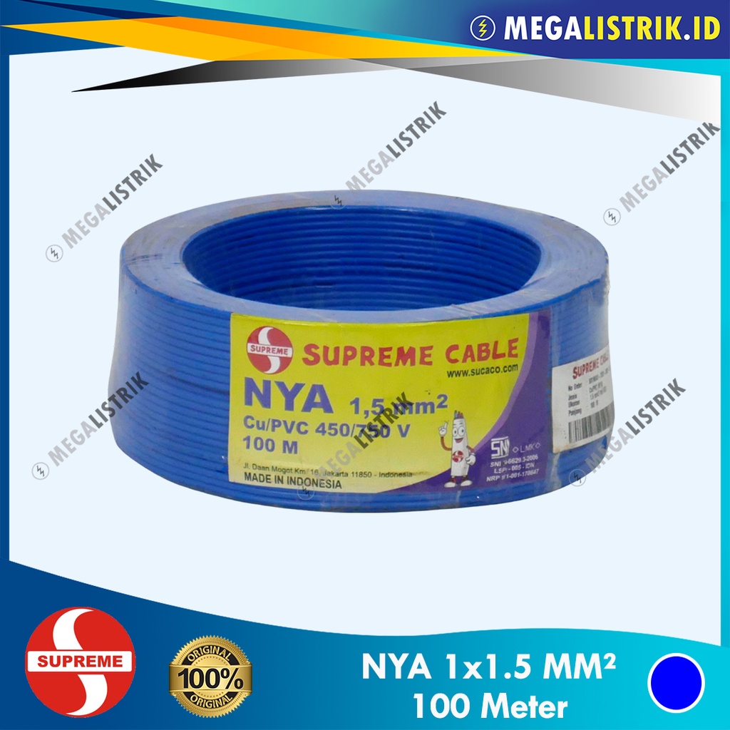 Jual SUPREME KABEL NYA 1.5 MM ( 100 METER ) / KABEL LISTRIK KAWAT 1,5MM / ENGKEL 1,5 / TUNGGAL 1 ...