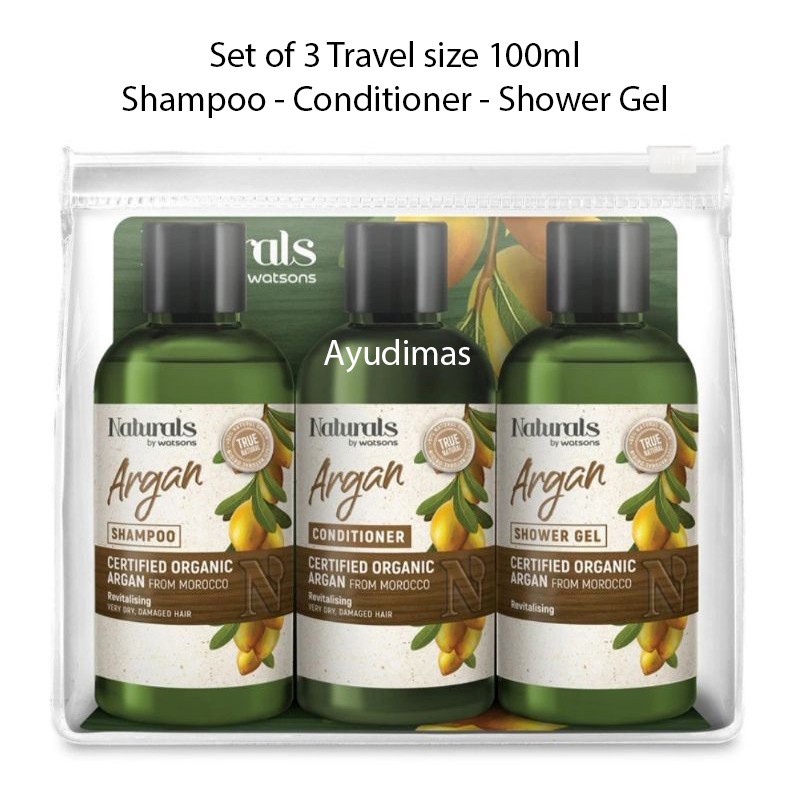 Jual Watsons Naturals Travel Size Set Shampoo Conditioner Shower Gel ...