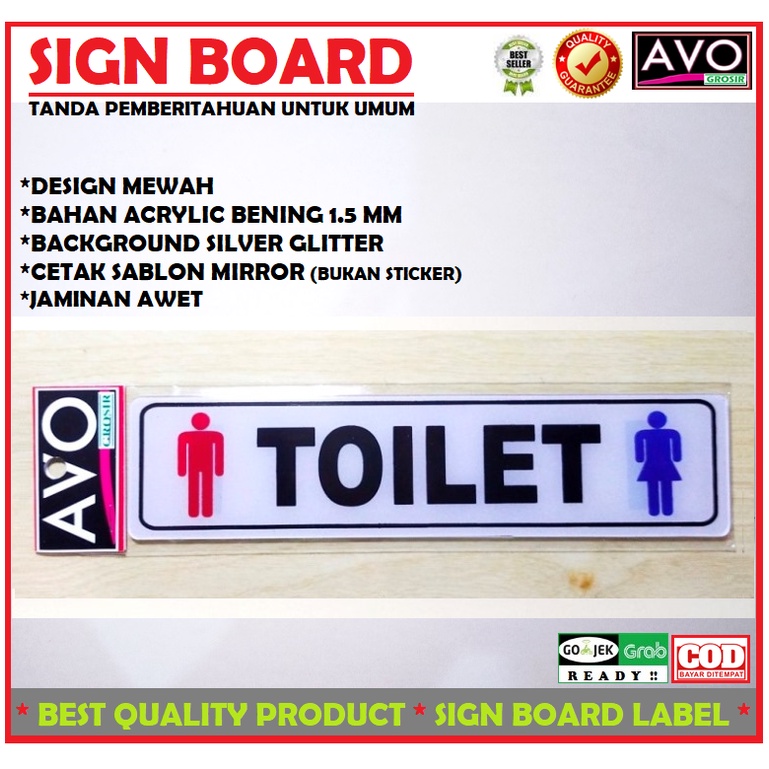 Jual sign label TOILET acrylic sticker sign board | Shopee Indonesia