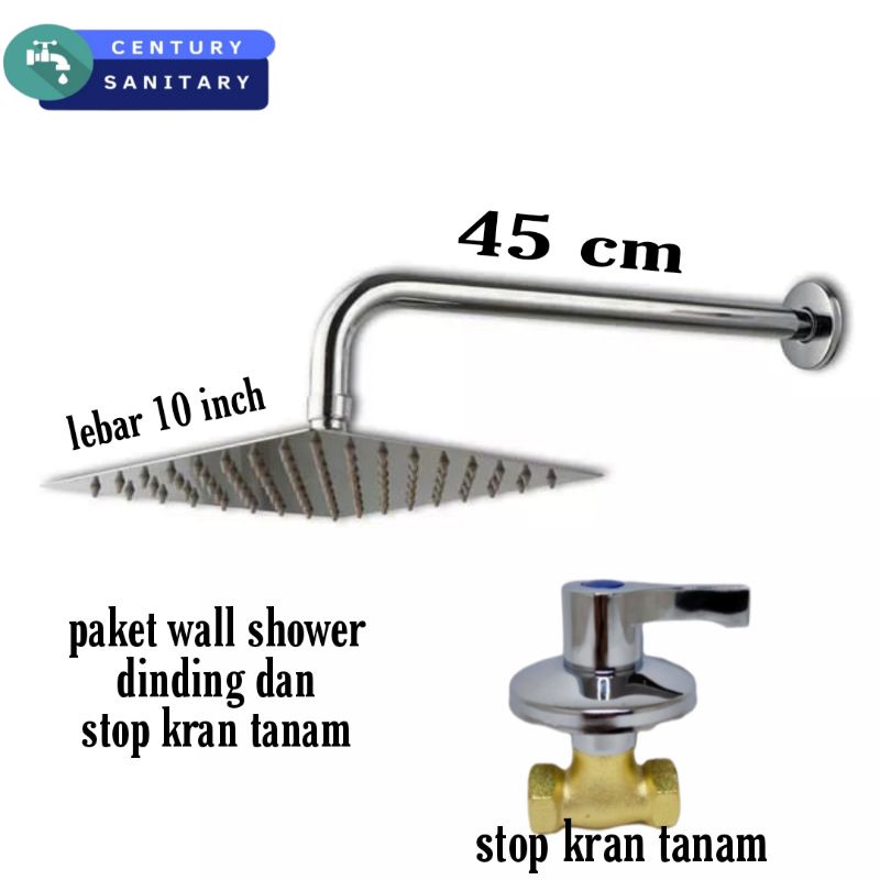 Jual shower dinding tanam stainles set stop kran tanam kuningan/wall ...