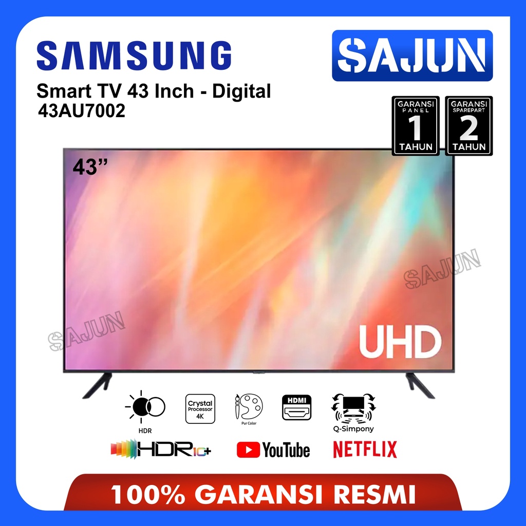 Jual Samsung LED Smart TV 43 Inch UHD 4K Dolby Audio DVB-T2 43AU7002 ...