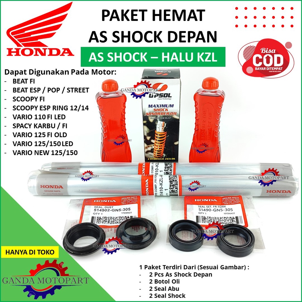 Jual Paketan As Shock Depan Beat Fi Scoopy Spacy Vario 110 125 150 Fi ...