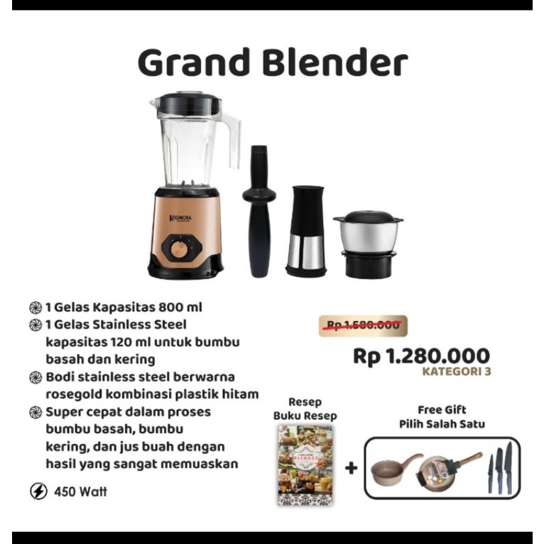 Jual Grand Blender SIGNORA (Free bonus+buku resep) | Shopee Indonesia