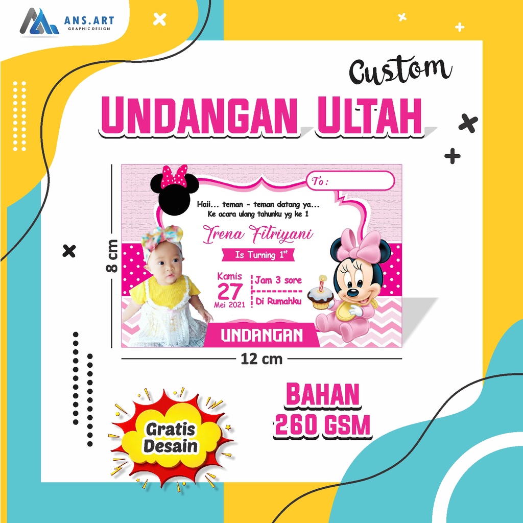 Jual Undangan Ultah Ulang Tahun Anak Custom Murah, Kartu Undangan Ultah Birthday Custom | Shopee ...