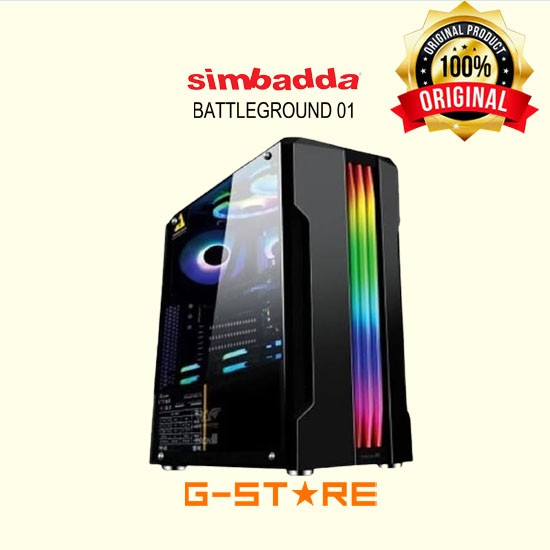 Jual CASING GAMING CASE PC SIMBADDA BATTLEGROUND 01 RGB TEMPERED GLASS ...