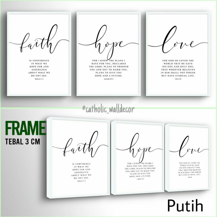 Jual paket Poster rohani hiasan dinding Kristen Katolik faith hope love ...