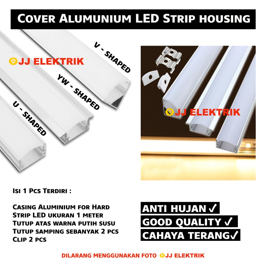 Jual Aluminium Cover LED Strip Housing 1M 1 Meter | Shopee Indonesia