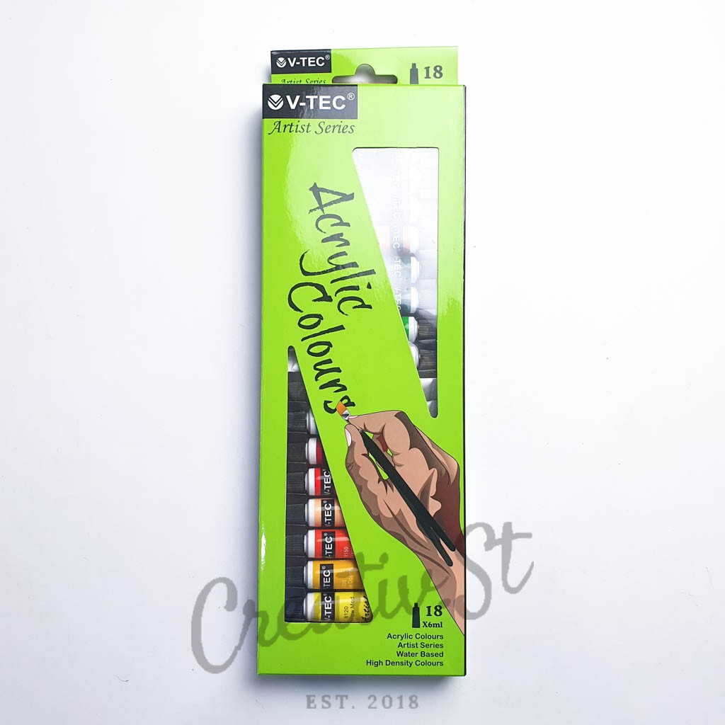 Jual V-TEC Acrylic 18 Warna Cat Akrilik Vtec Set Paint 6 Ml | Shopee ...