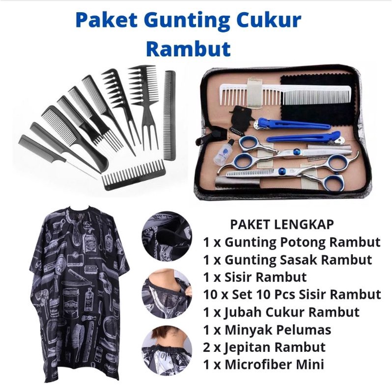 Jual Set Gunting Rambut/Cukur Rambut Professional Lengkap Salon ...