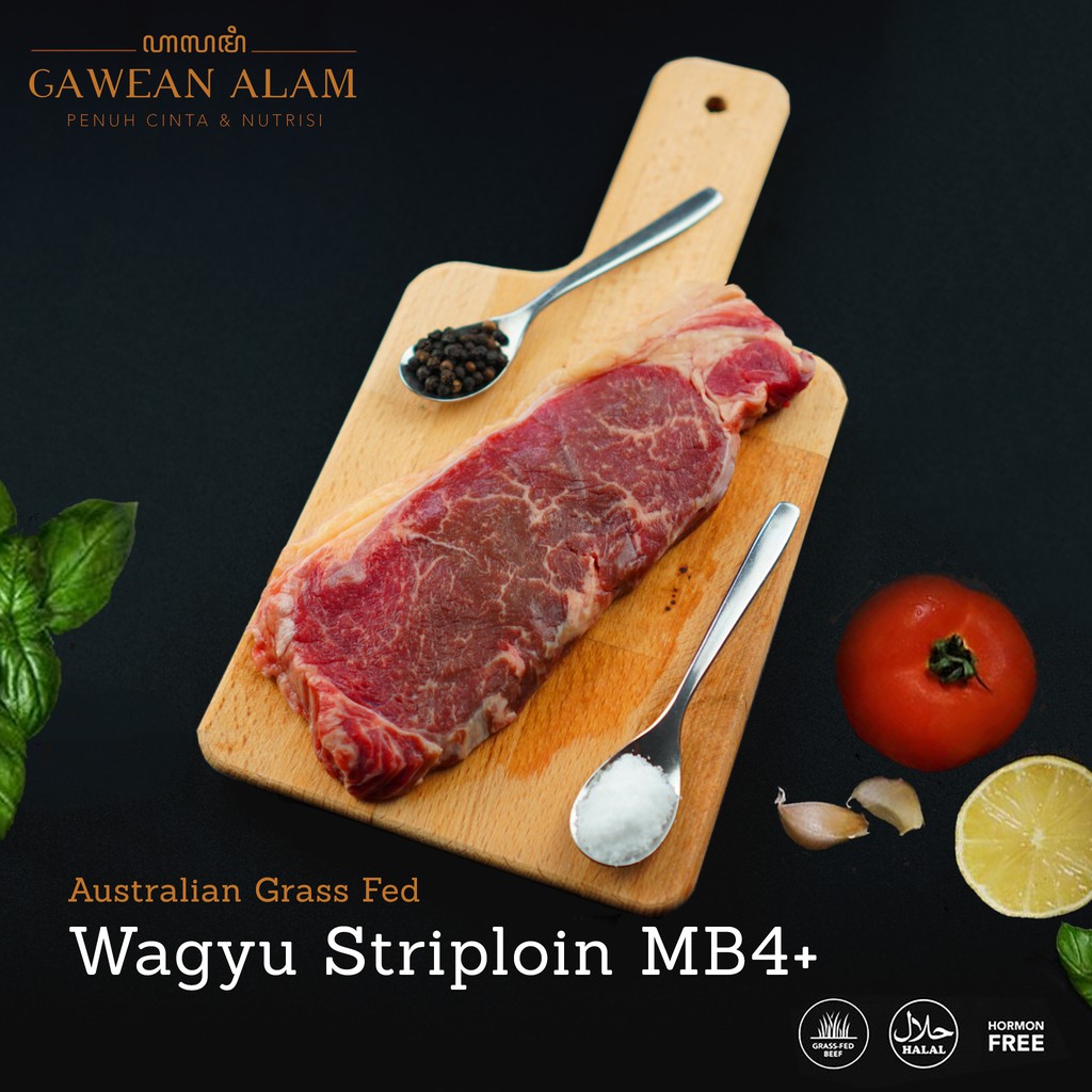 Jual Wagyu Striploin MB4+ Grass Fed - Steak Cut (200 gram) | Shopee ...