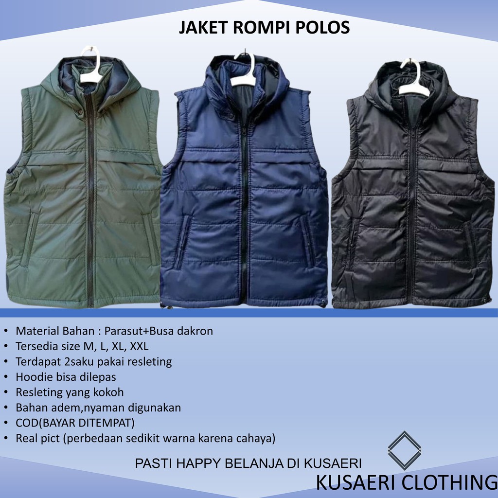 Jual Jaket rompi parasut polos/Rompi motor/Rompi polos motor | Shopee ...