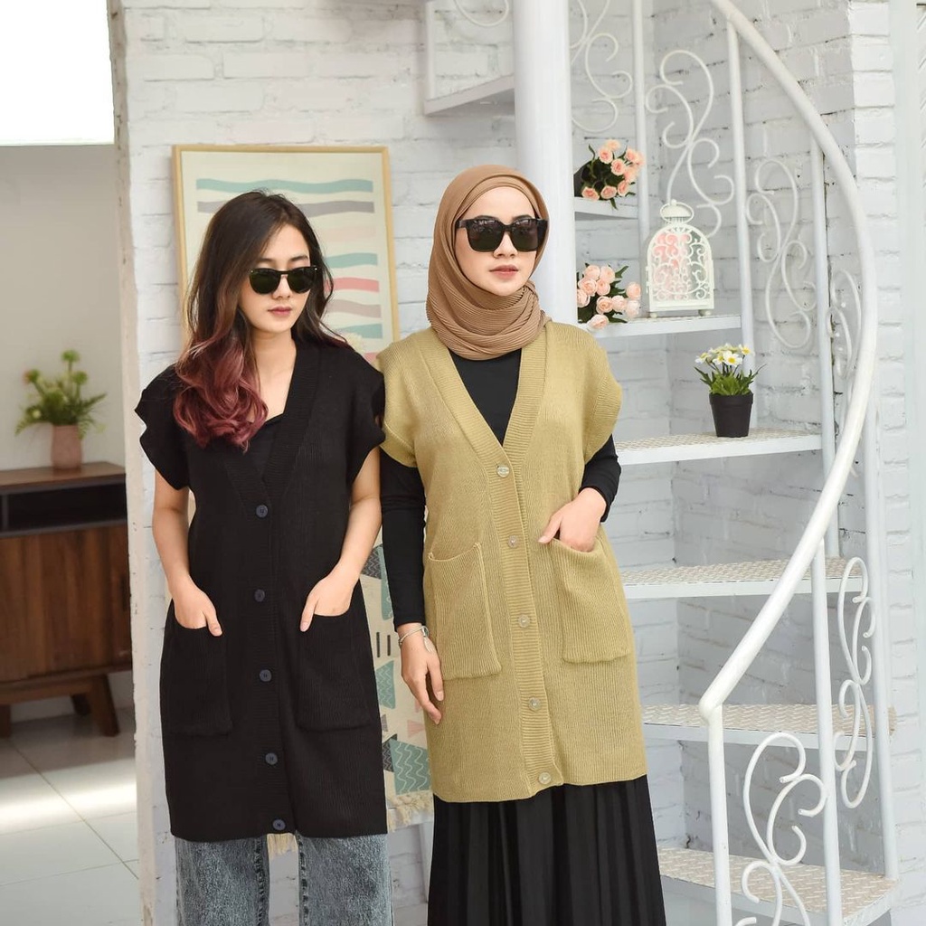Jual NOUSKA - POCKY LONG VEST Rompi Rajut Wanita Outer Panjang Hijab ...