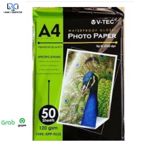 Jual Kertas Glossy Photo Paper Vtec A4 120 gsm / Kertas Foto / Kertas ...