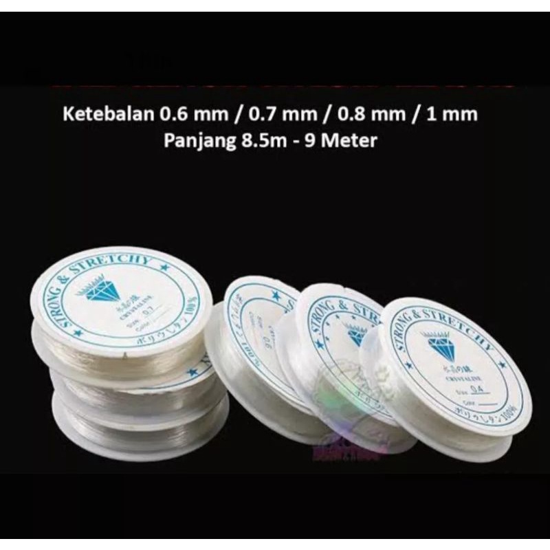 Jual 1 roll benang kenur nilon karet elastis / senar tali gelang (karet ...