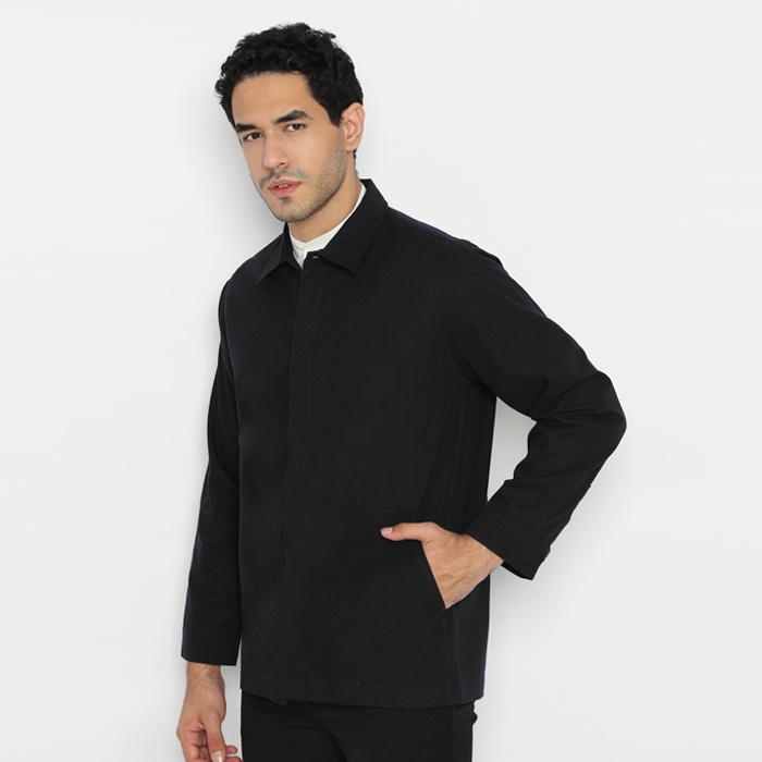 Jual MAZLEM Khaled Black - Baju Outer Pria Lengan Panjang Bahan Baby ...