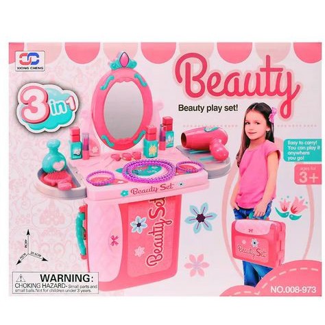 Jual Mainan Meja Rias Anak Make up Playset 3 in 1 Koper Dandan Beauty ...