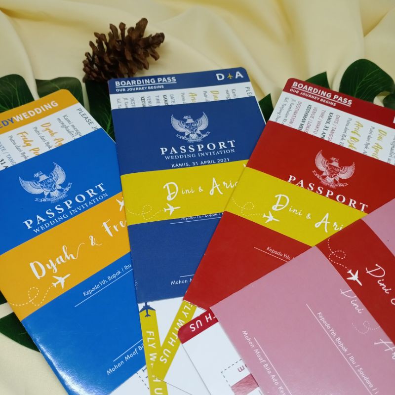 Jual Undangan pernikahan CUSTOM tema pasport dan boarding pass ...