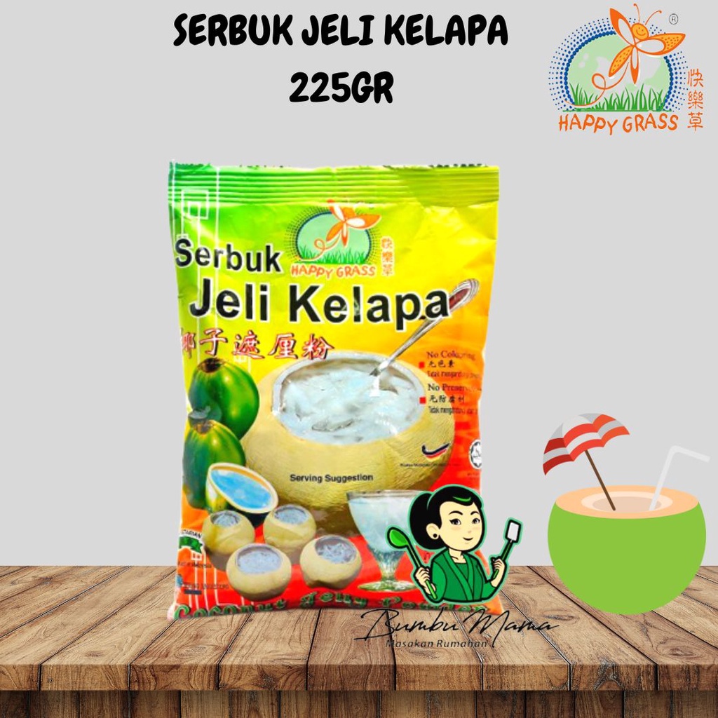 Jual Serbuk Jeli Kelapa Happy Grass 225gr / Coconut Jelly Powder ...