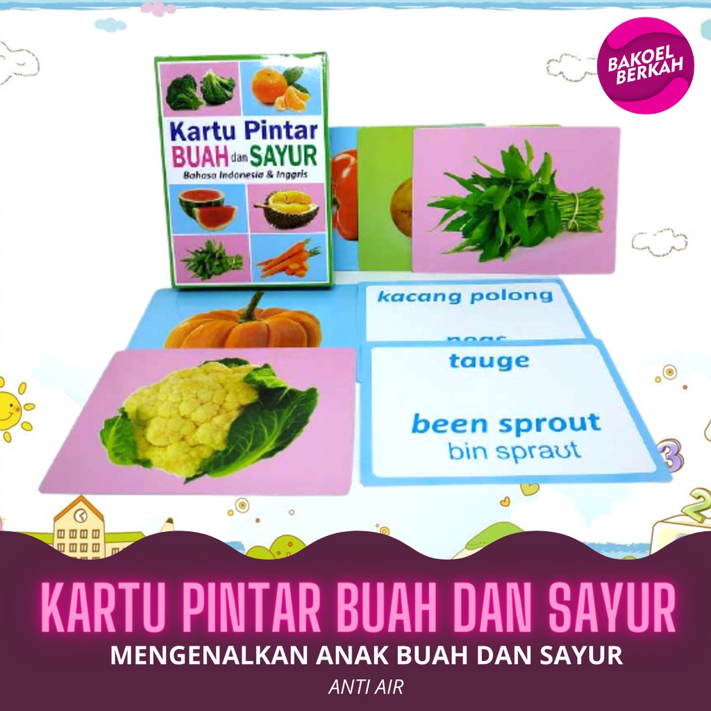 Jual ORIGINAL FLASH CARD EDUKASI ANAK MEMBACA BUAH DAN SAYUR MAINAN ...