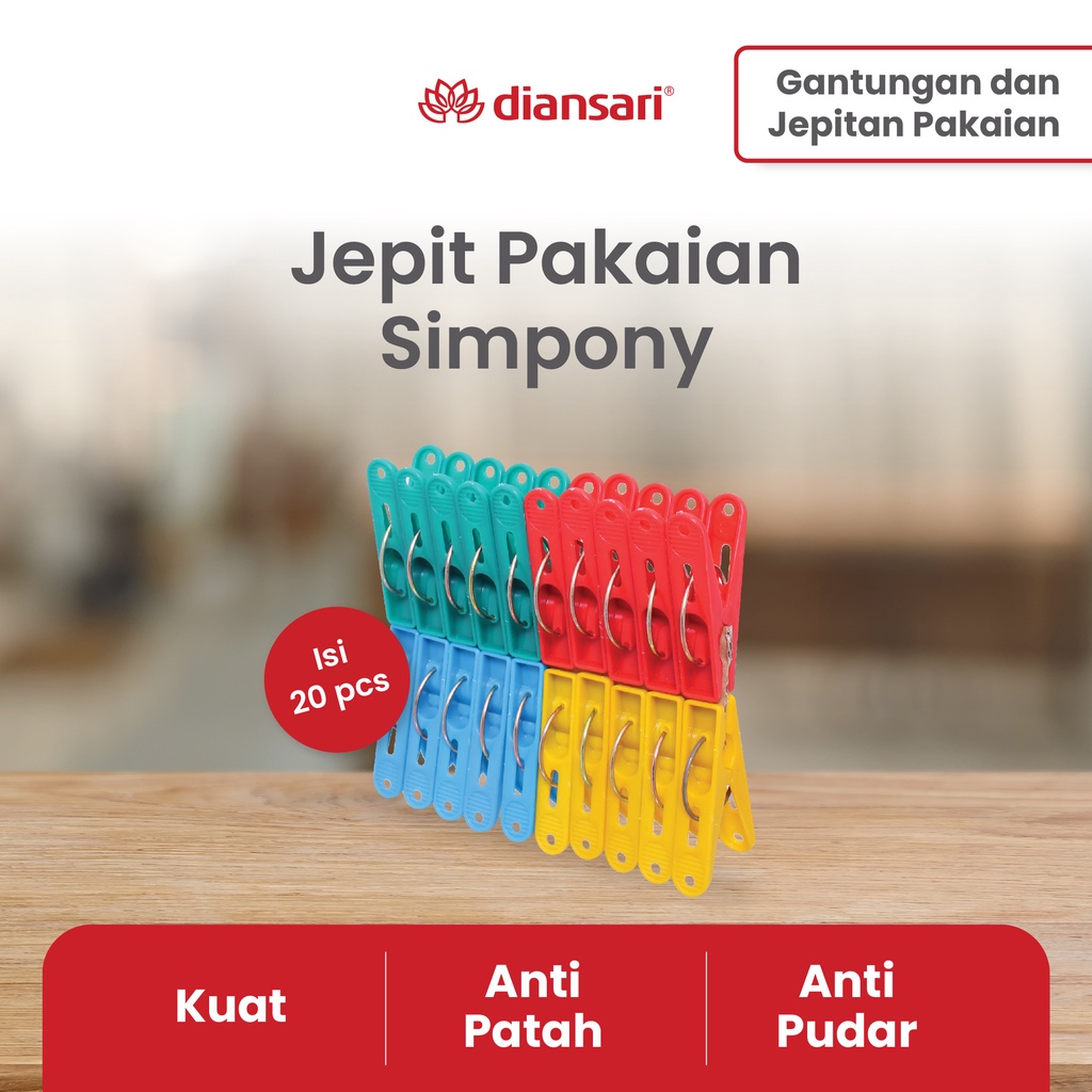 Jual DIANSARI - Jepit Pakaian Simpony 20Pcs - Penjepit Jemuran ORI ...