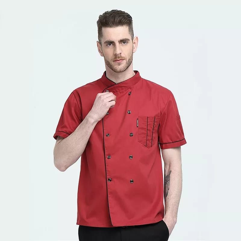 Jual Kitchen.Official Baju Koki Chef Seragam Masak Jacket Lengan Pendek ...
