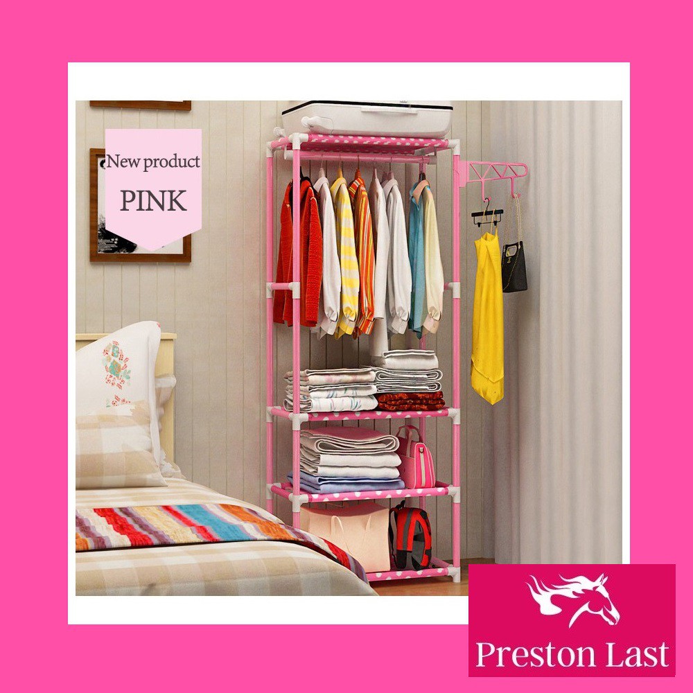 Jual Rak Lemari Pakaian Baju Single Portable 2in1 Stand Hanger ...