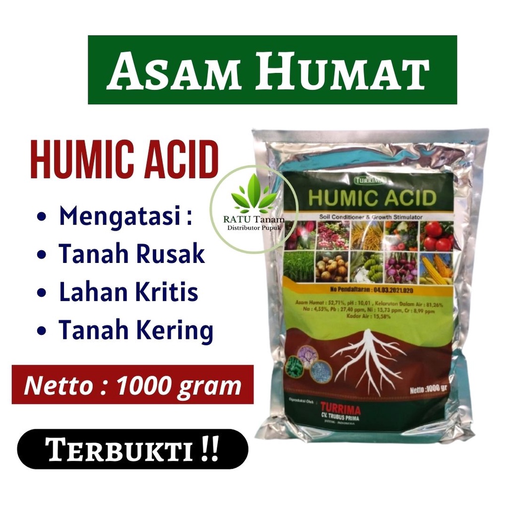 Jual Pupuk Asam Humat Mengatasi Lahan Kritis, Pupuk Humic Acid 1000gr ...