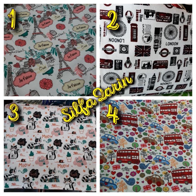 Jual Kain Kanvas Motif Karakter / Kanvas Motif / Bahan Sofa / Tas Tote ...