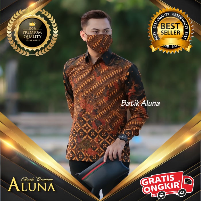 Jual Batik Modern Pria Lengan Panjang Premium Slim fit Batik Aluna ...